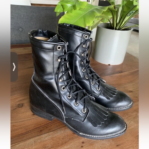 bronco | Shoes | Vintage Bronco Boots Black Faux Leather Lace Up Roper ...